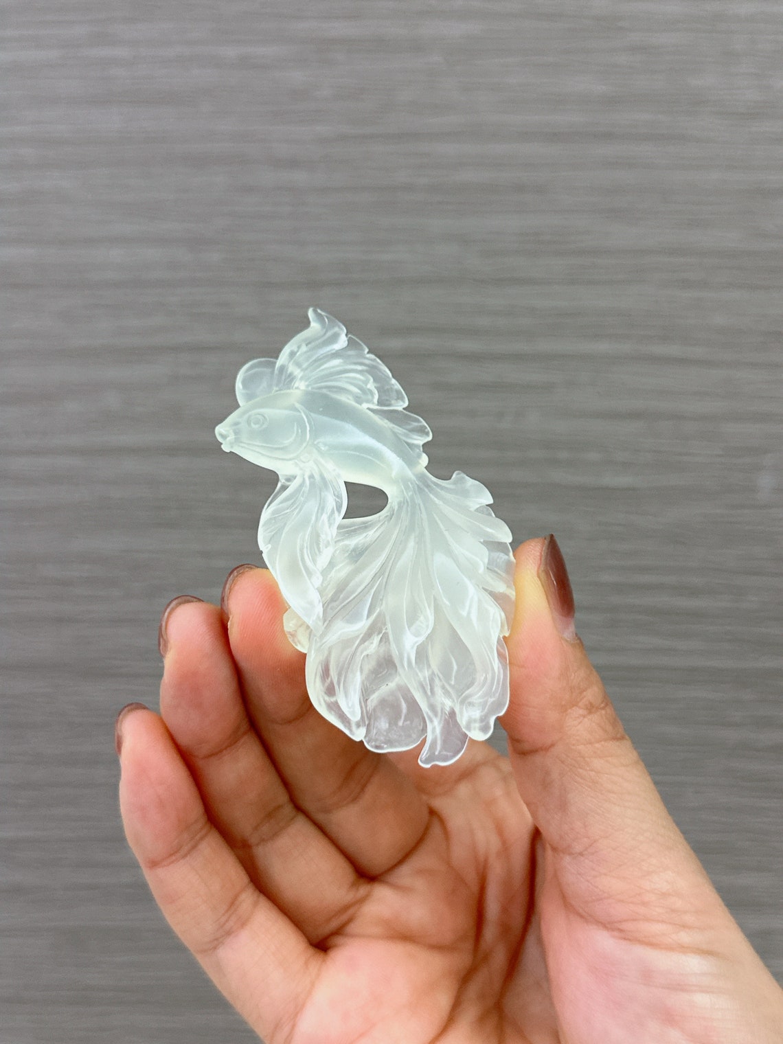 Hand Carved Betta Fish Pendant: Natural Xiu Jade Necklace - Etsy