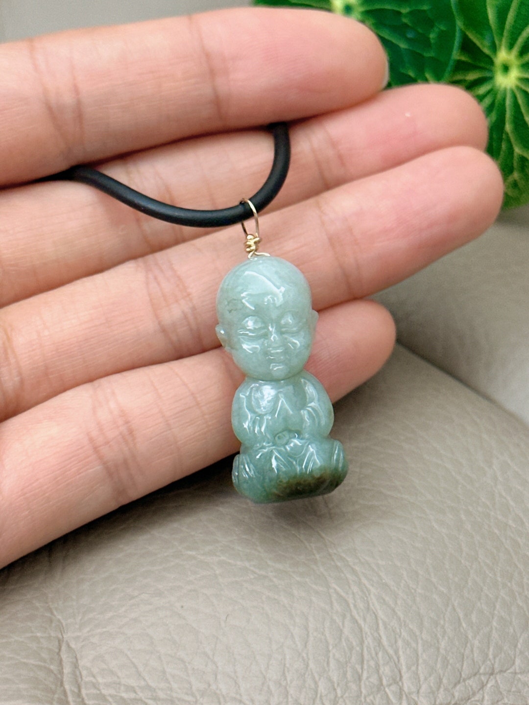 30mm Jadeite Jade Carved Baby Buddha Pendant, Untreated Grade A Jade ...