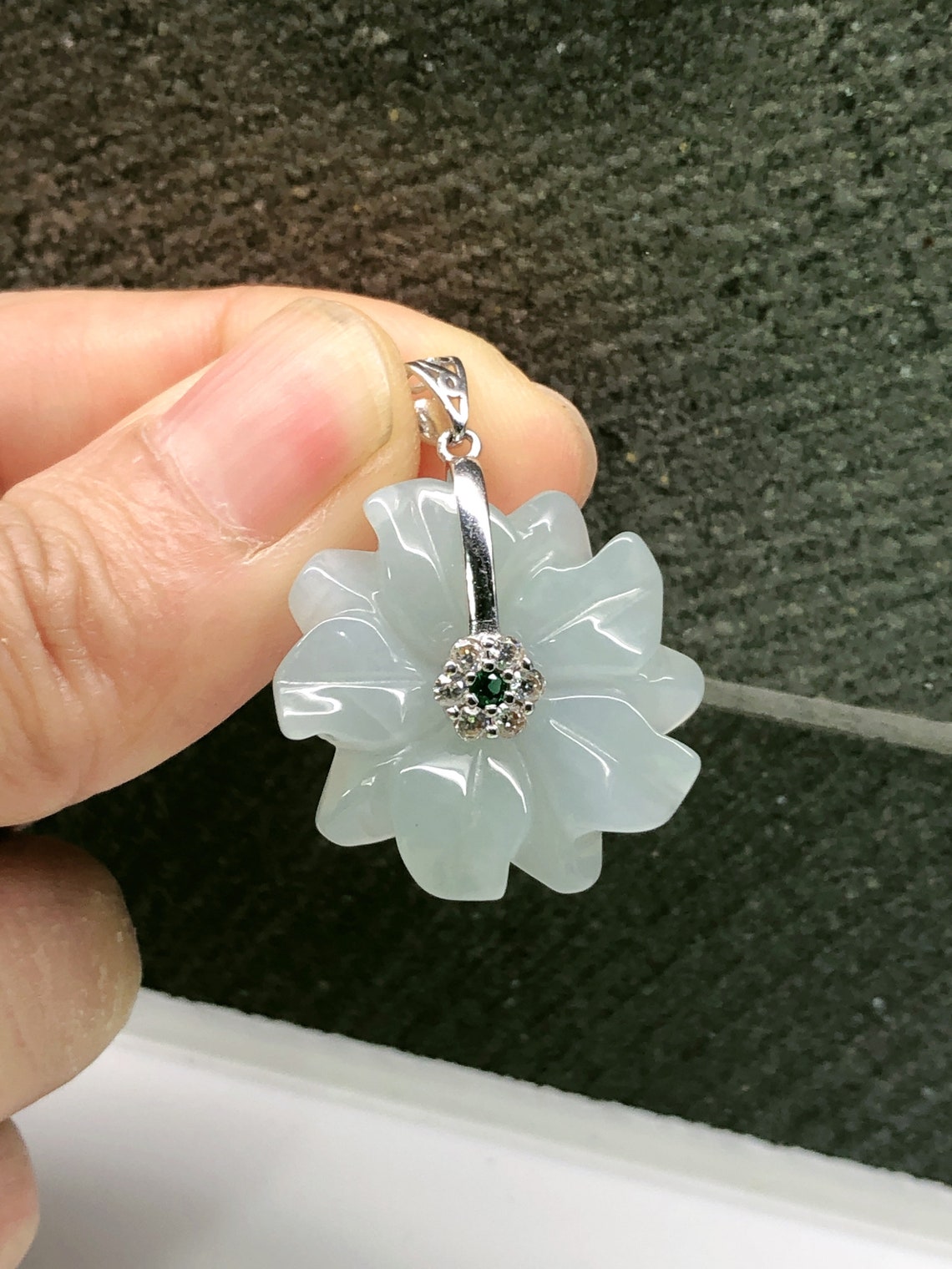Flower Jadeite Jade Pendant for Necklace Natural Grade A | Etsy