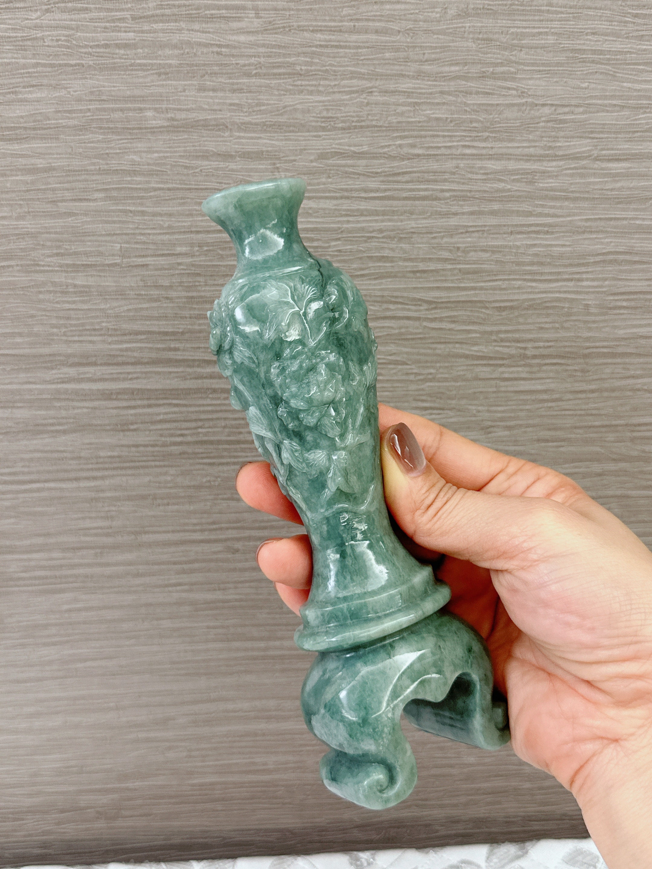 Handmade Grade A Jadeite Vase Statue: Burmese Green Jade Art - Etsy