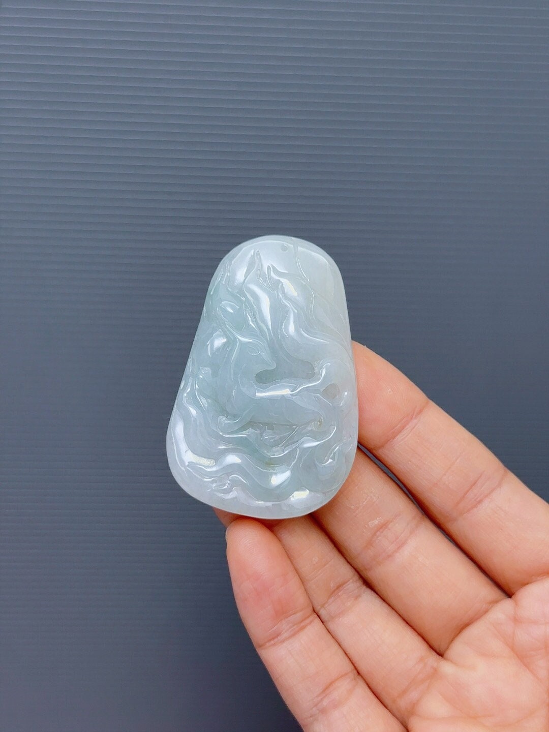 Fox Jadeite Necklace, Nine-tailed Fox Jadeite Jade Pendant, Untreated ...