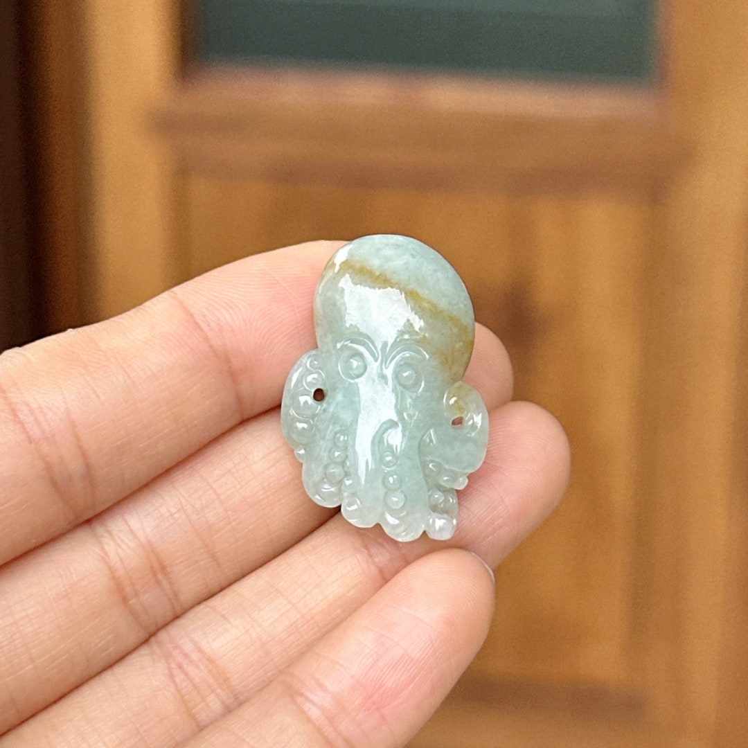 Lucky Octopus Jade Pendant, Jade Octopus Necklace, Grade A Jade ...