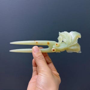 Goldfish Jade Hairpin, Goldfish Hair Stick, Natural Xiu Jade, Goldfish ...