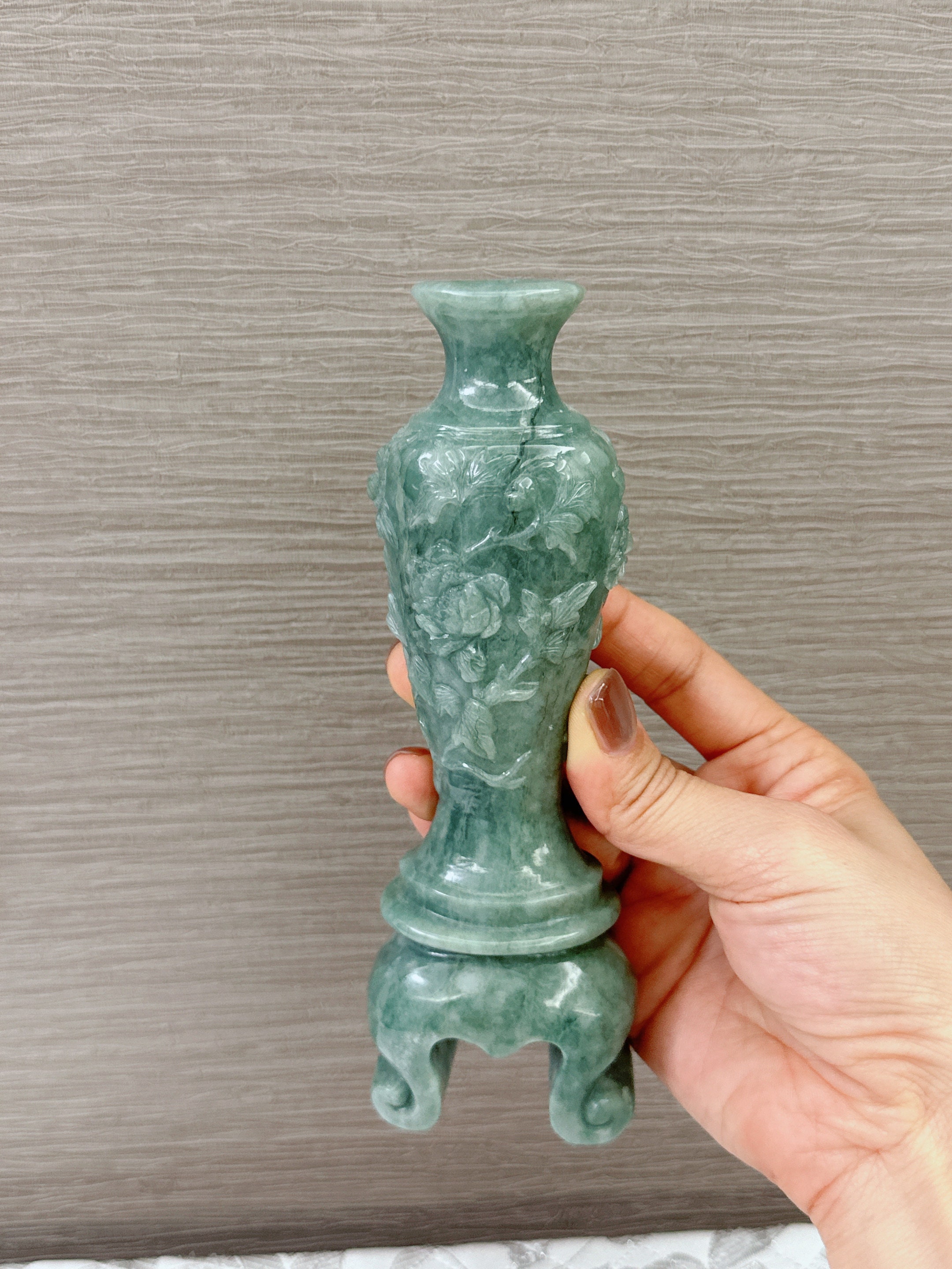 Handmade Grade A Jadeite Vase Statue: Burmese Green Jade Art - Etsy