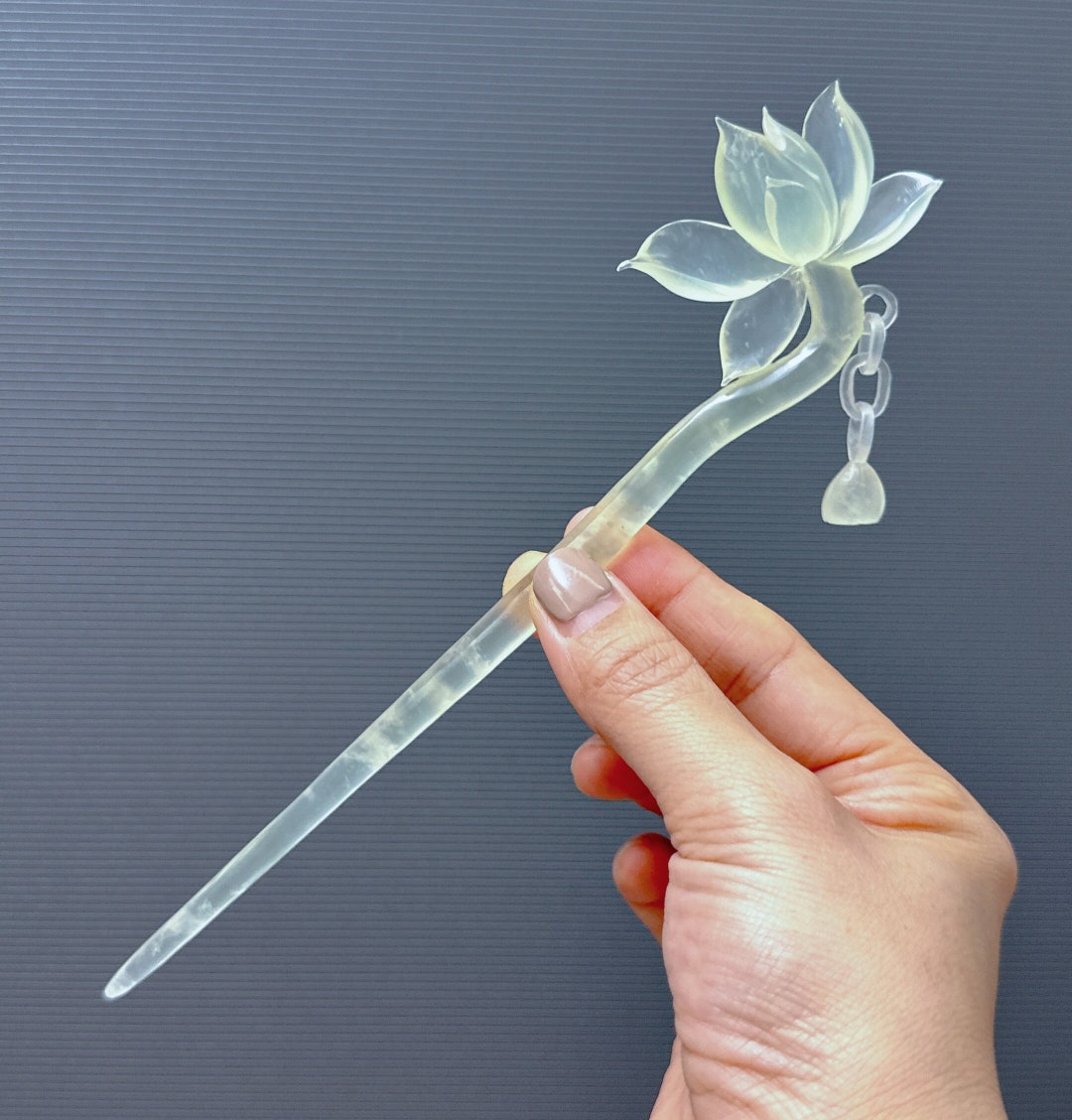Lotus Jade Hairpin, Untreated Natrual Xiu Jade, Lotus Jade Hair Stick ...