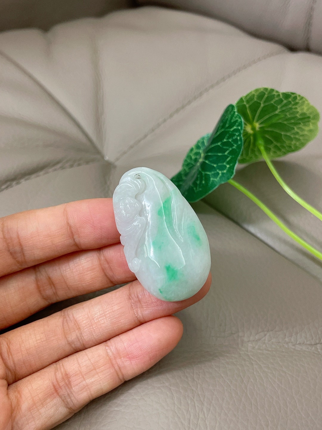 Bat and Peache Jadeite Jade Necklace, 福壽雙全, Jadeite Jade Pendant, Grade ...