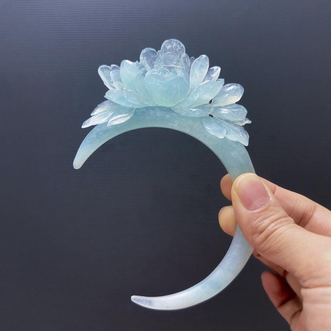 Peony Crescent Moon Hair Stick, Half Moon Hair Pin, Natural Freshwater ...