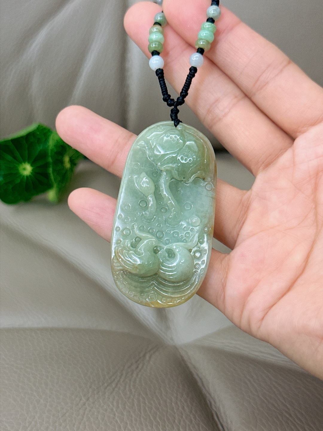 Mandarin Ducks Jadeite Pendant, Jade Bird Pendant, Untreated, Carved ...