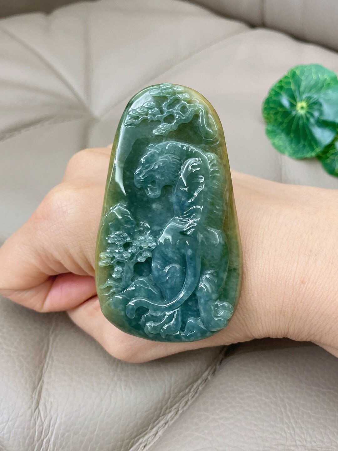 Tiger Jadeite Jade Pendant Tiger Jade Necklace Grade A Jade - Etsy