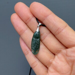 Jade Fish Pendant, Fish Jadeite Pendant, Untreated Oil Green, Burmese ...