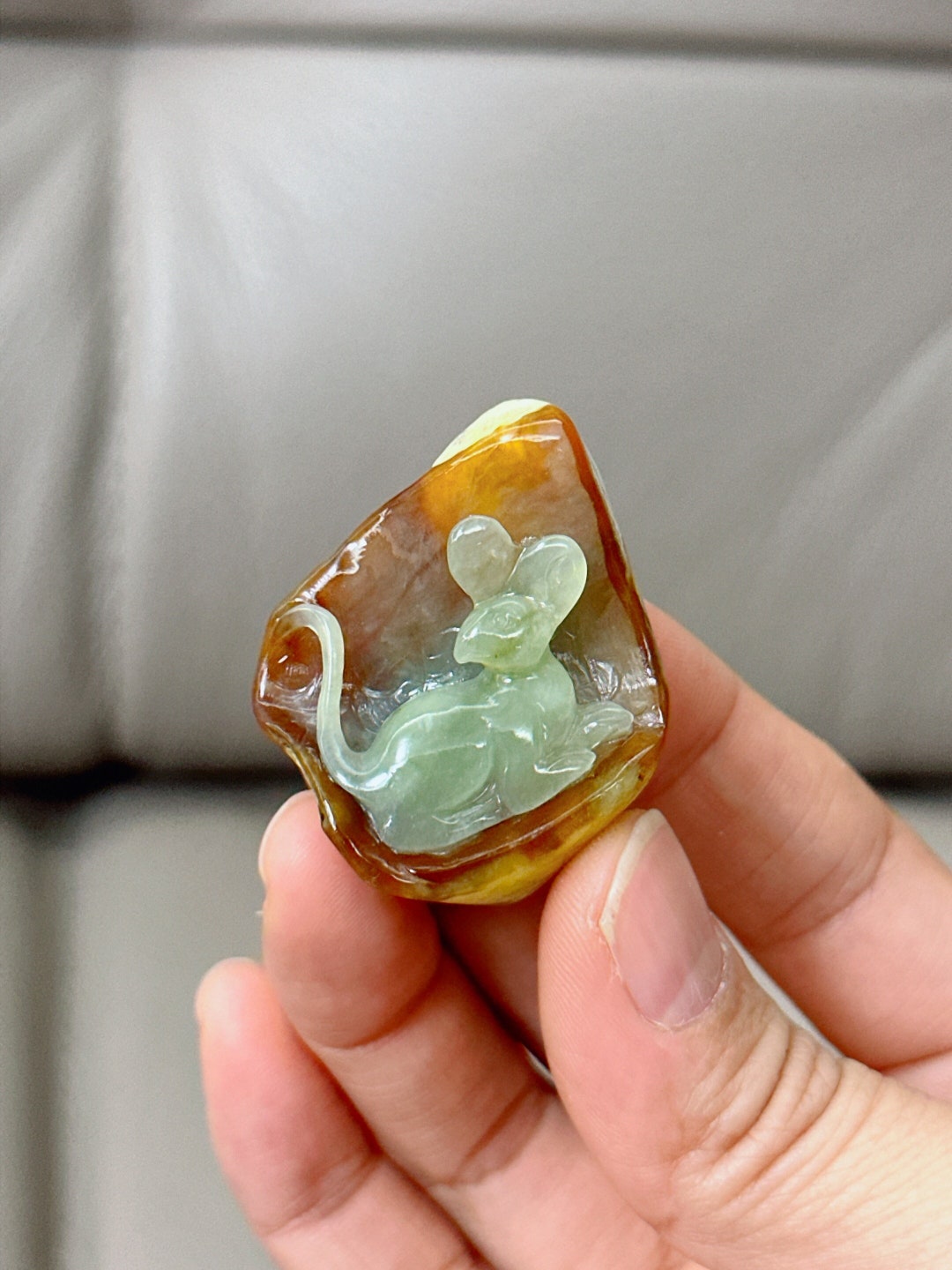 Cute Mouse Xiu Jade Pendant, Untreated Natrual Jade Certified, Mouse ...