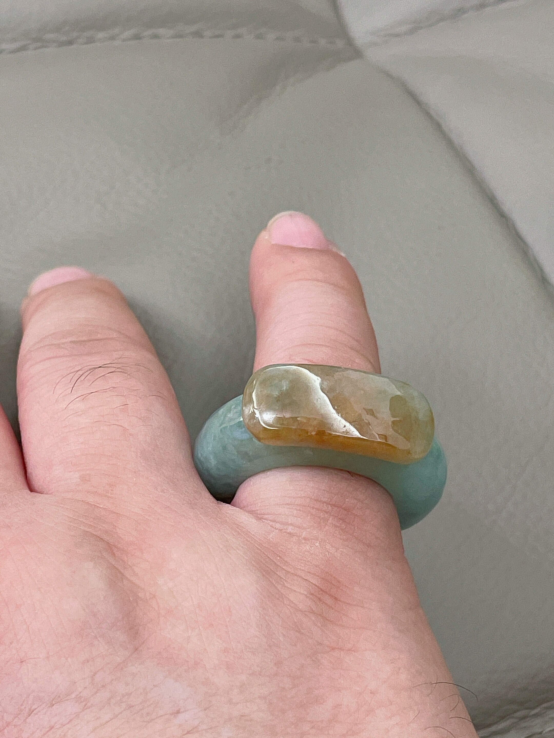 Jade Jadeite Ring Saddle Ring for Men 20.2mm Green Yellow - Etsy