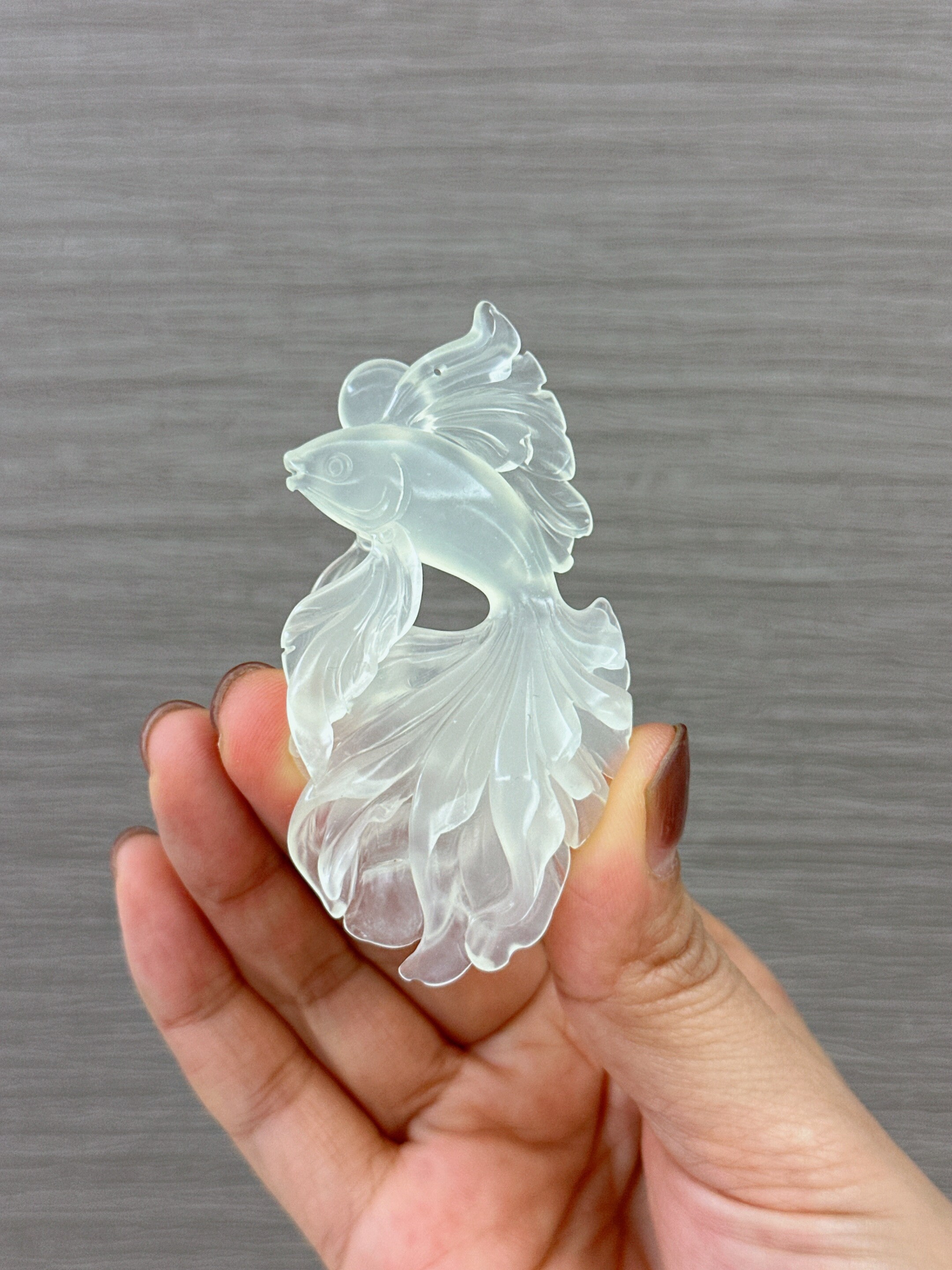 Hand Carved Betta Fish Pendant: Natural Xiu Jade Necklace - Etsy