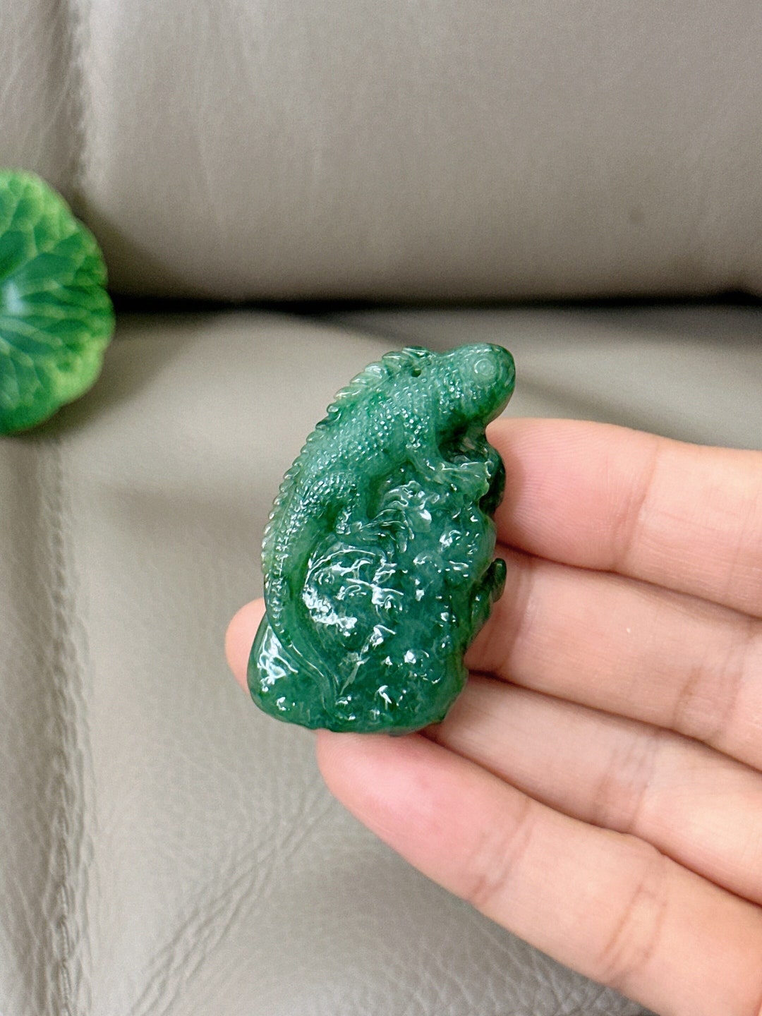 Hand Carved Lizard Jadeite Pendant: Natural Green Burma Jade - Etsy