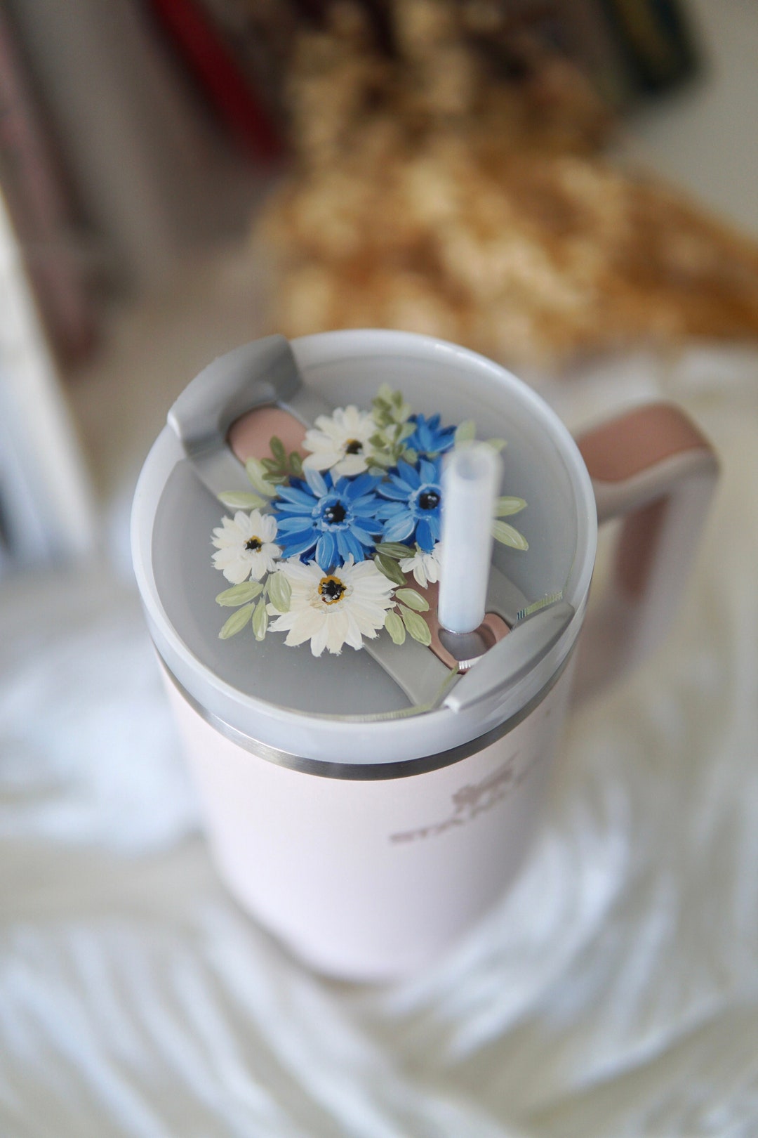 Blue Floral Stanley Topper Hand Painted Stanley Topper Stanley Topper ...