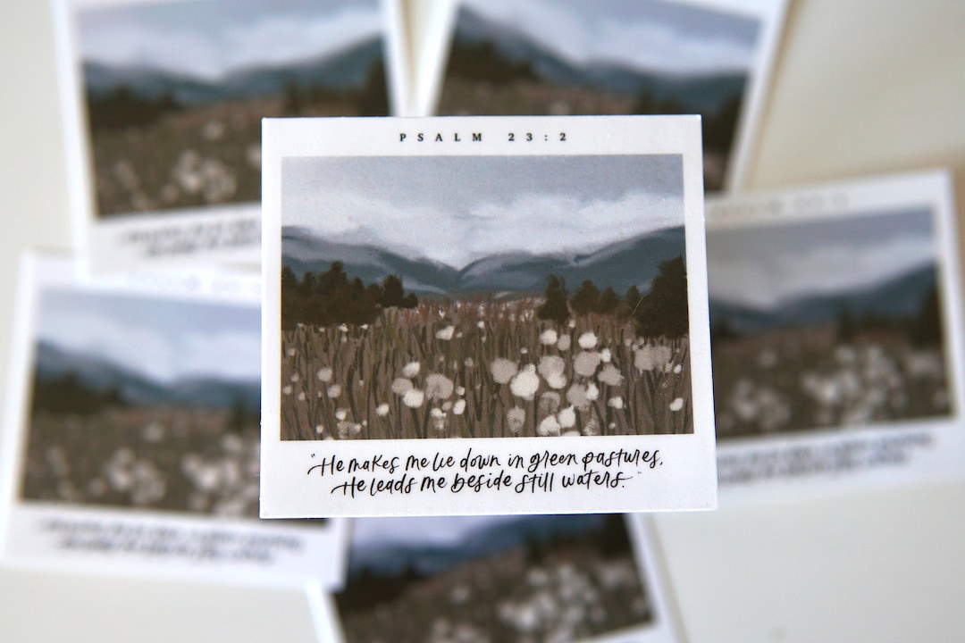 Psalm 23 Polaroid Sticker: Christian Landscape Art - Etsy