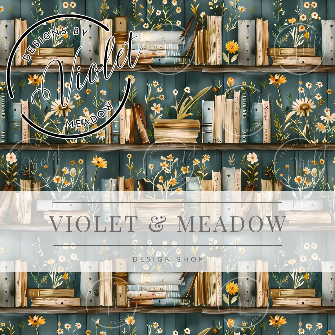 Bookshelf Seamless Booklovers Background Pattern Books Background ...