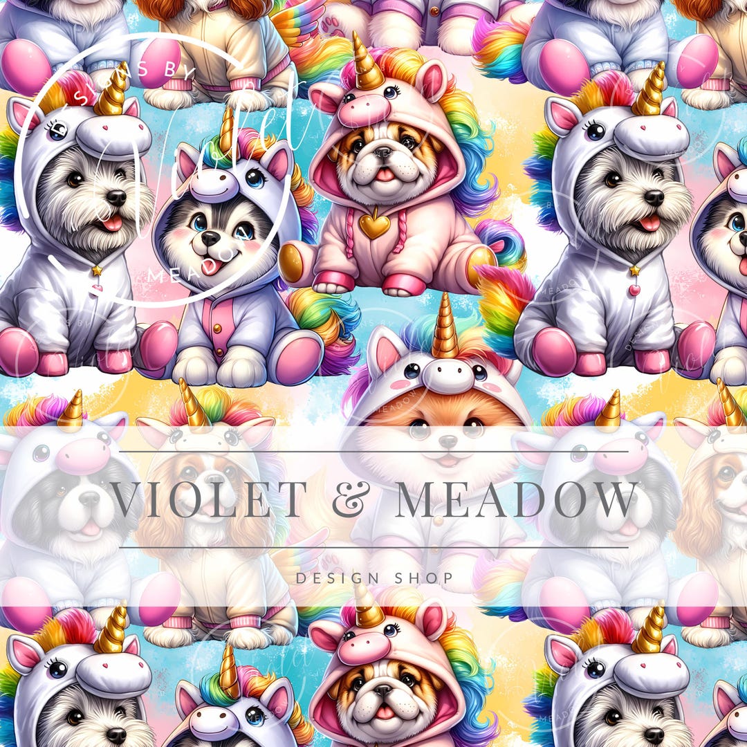 Seamless Dog Pattern Rainbow | Cute Dog Seamless Repeat Pattern ...