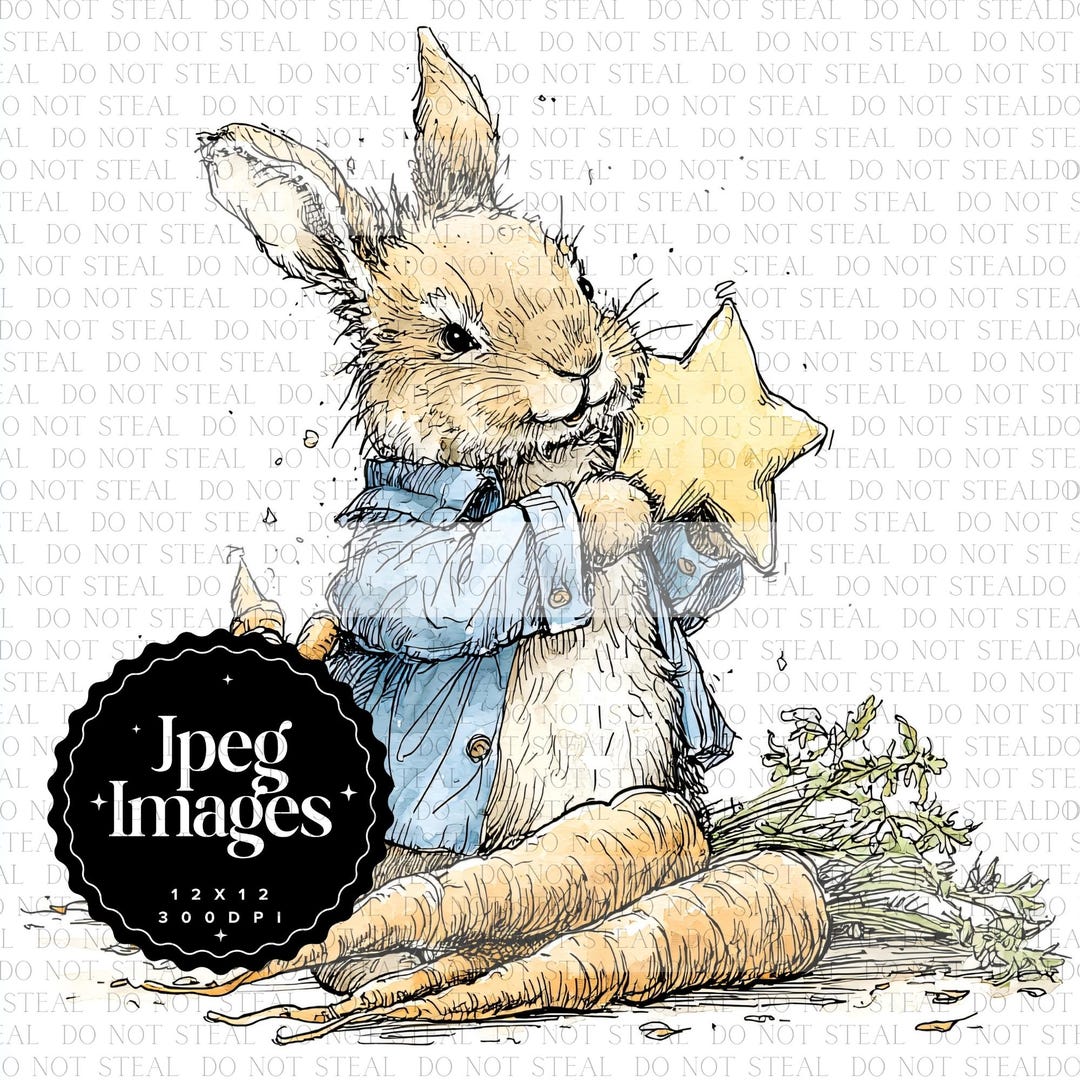 Easter Bunny Clipart, Rabbit With Carrots, Spring Farm Animal ...