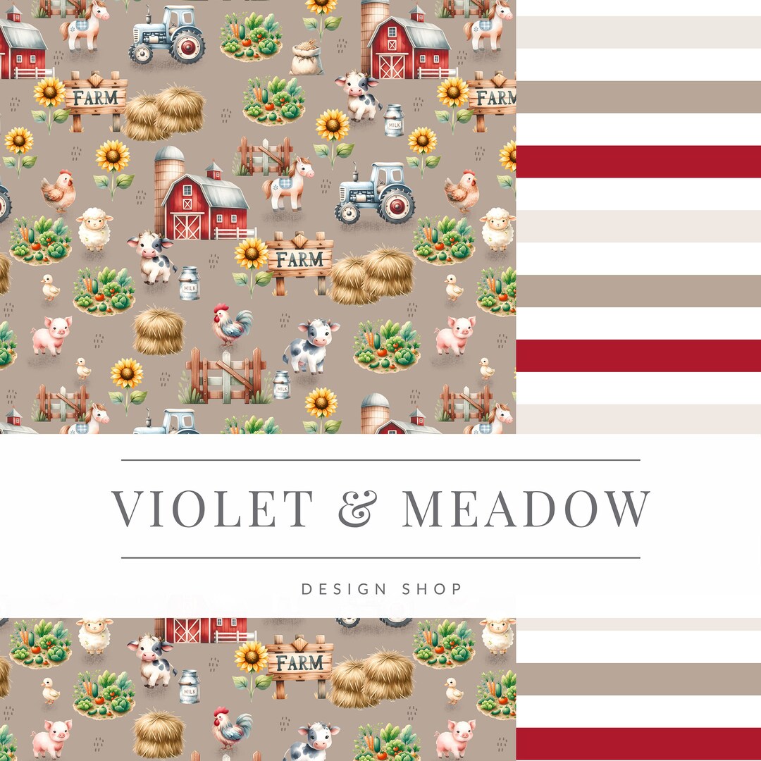 Seamless Fabric Pattern, Printable Download, Farming , Farmer, Animals ...