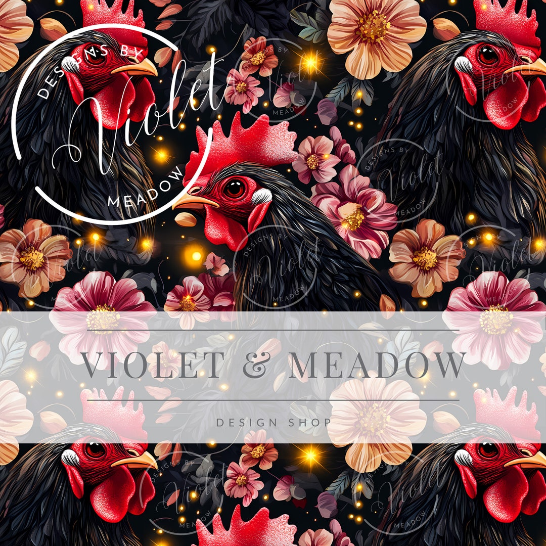 Cute Coquette Chicken Seamless Pattern | Repeating File for Fabric ...