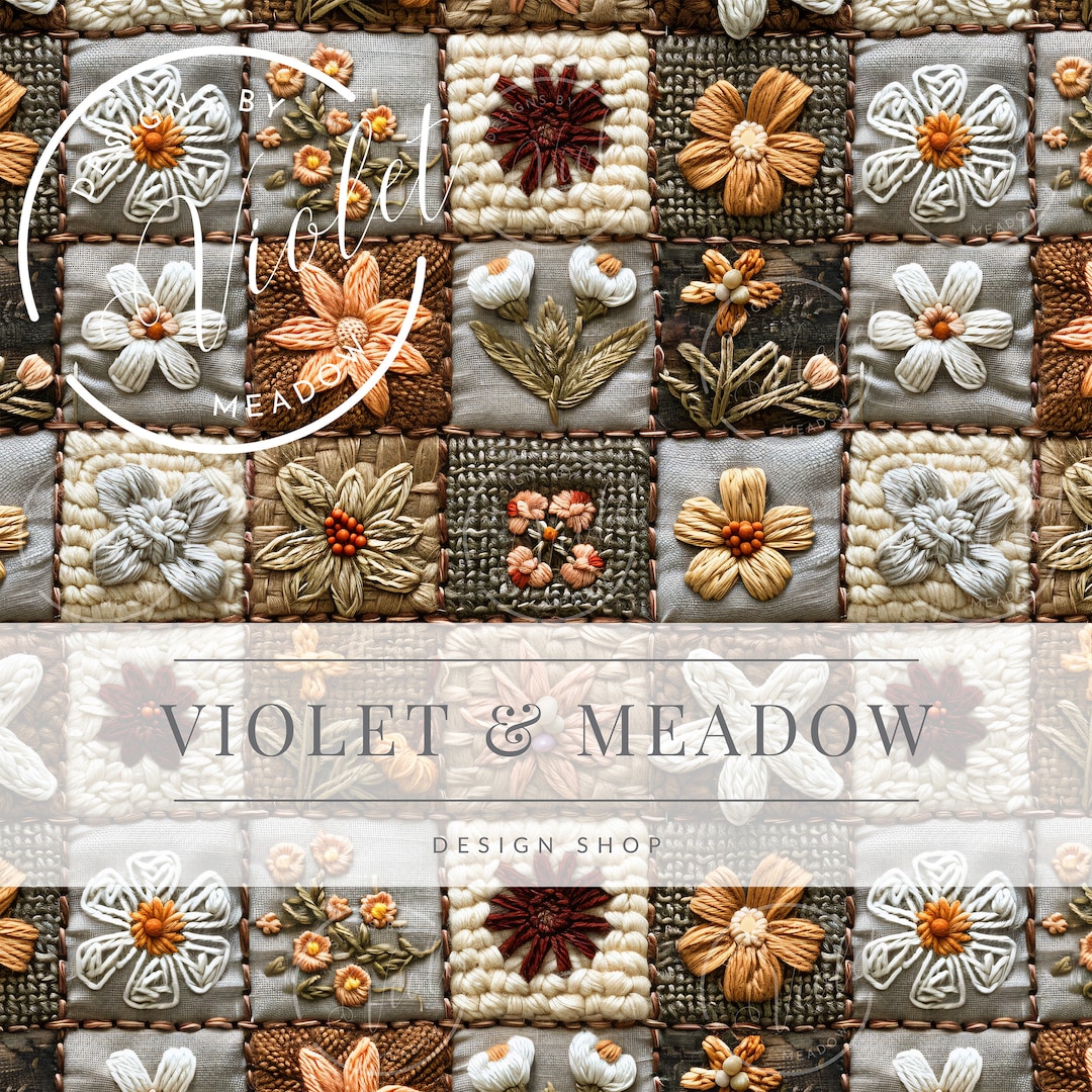 3D Fall Boho Autumn Knit Florals Seamless Pattern | Fall Flowers ...