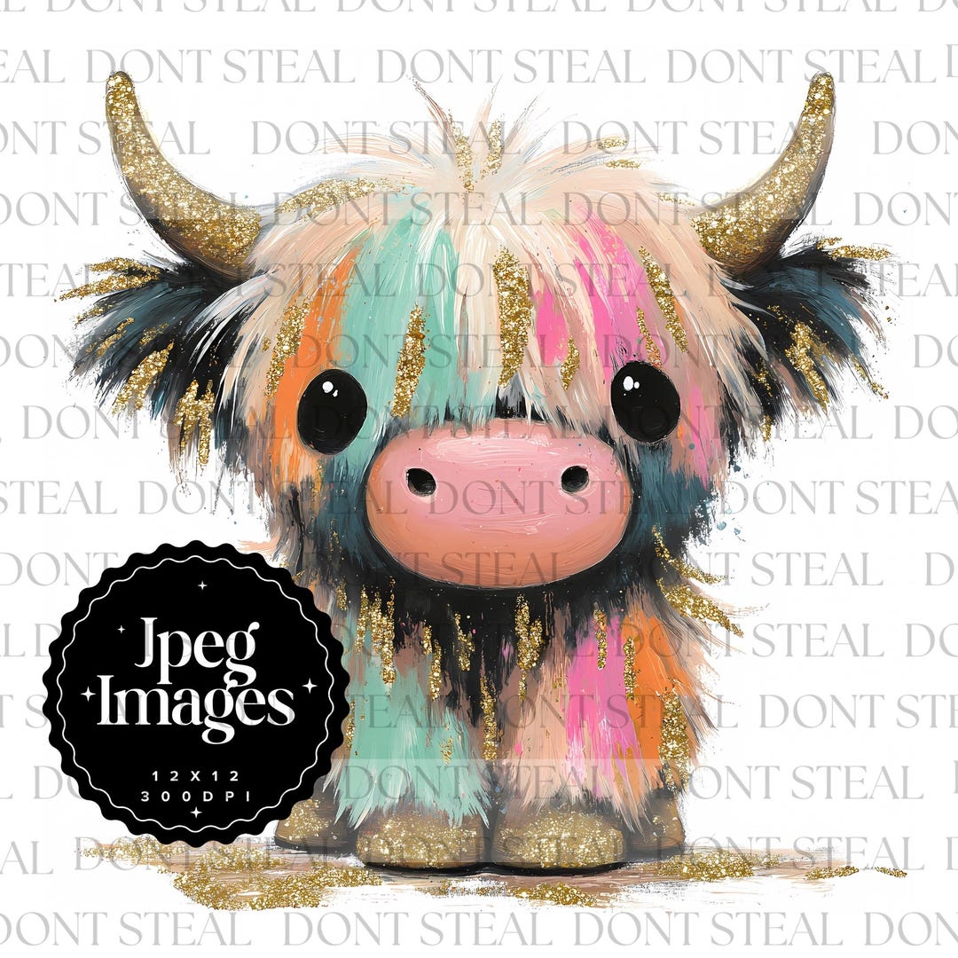 Preppy Cow Clipart Bundle : 10 Watercolor Jpgs, Junk Journlaing ...