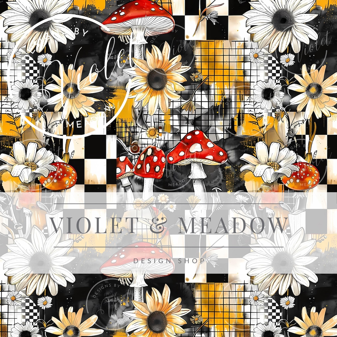 Mushroom & Sunflower Seamless Pattern | Mushrooms, Boho, Forest ...