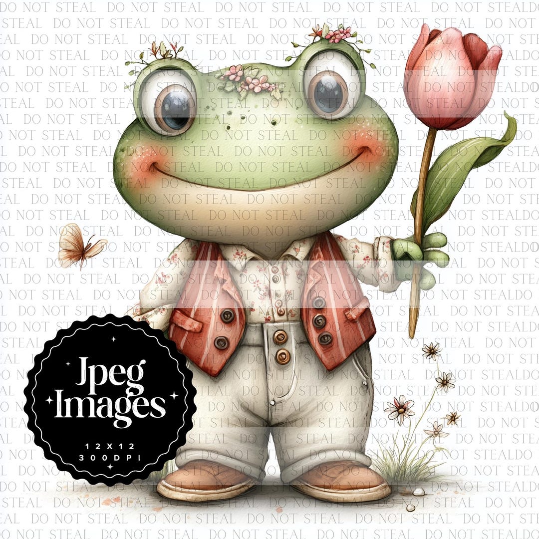 Frog Clipart – Cute Spring Animals and Flowers JPEG Bundle - Etsy