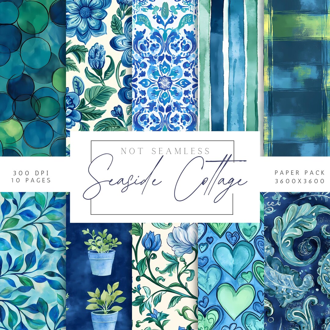 Seaside Paper Pack | Floral Pattern | Spring Flowers Digital Download ...