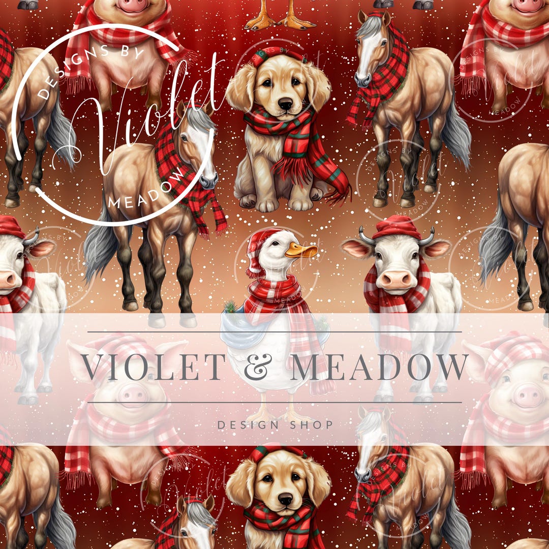 Christmas Animals Pattern Printable Watercolor Pattern, High-quality ...