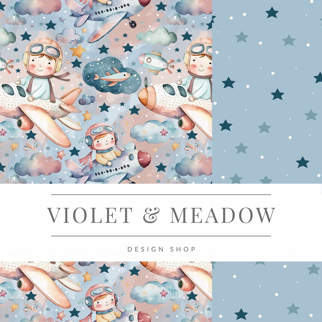 Seamless Fabric Pattern, Seamless Flying Planes , Seamless Aviator Boy ...