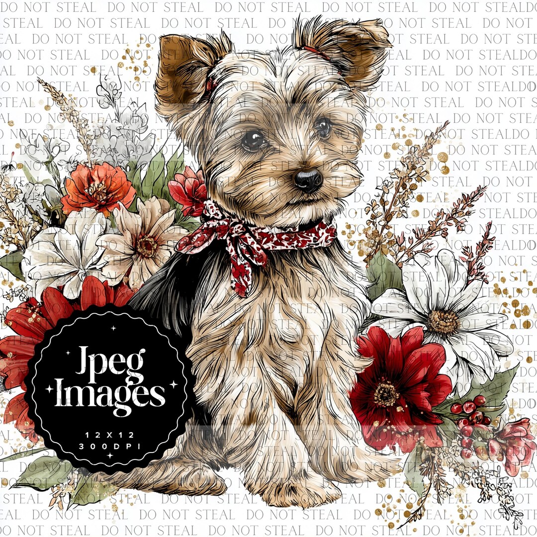 10 JPEG Yorkie Watercolor Clipart: Adorable Yorkshire Terrier Art ...
