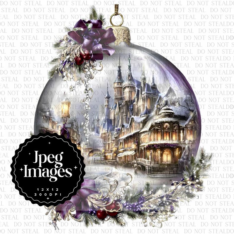 Soft Purple Christmas Clipart Bundle: Watercolor Christmas Graphics ...