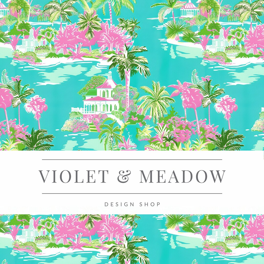 Preppy, Greece Scene , Palm Trees, Watercolor Seamless Pattern, Preppy ...