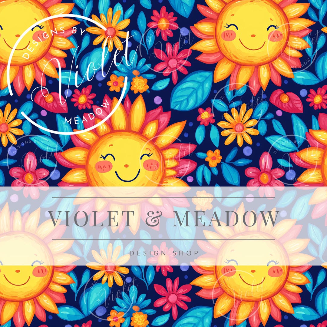 Watercolor Sun Pattern | Pastel Spring Sunshine | Seamless Repeat ...