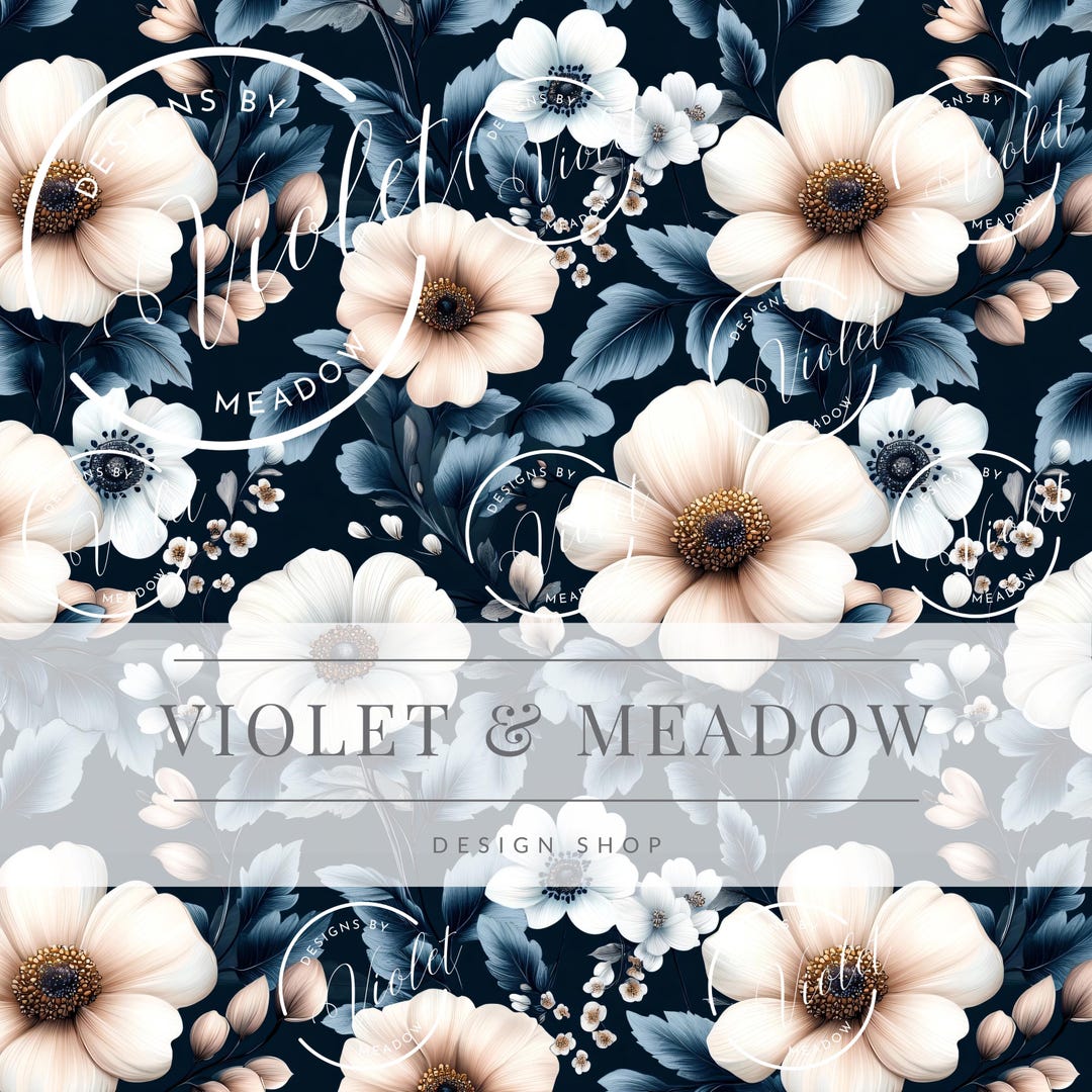 Blue and Cream Flowers | Flower | Cute Seamless Repeat Pattern ...