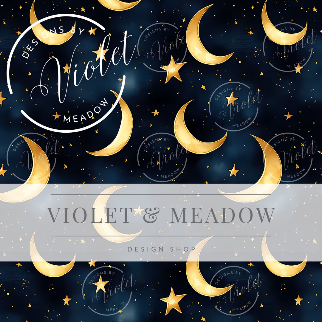 Seamless Moon Pattern, Cute Moon Seamless Design File , Digital Moon ...