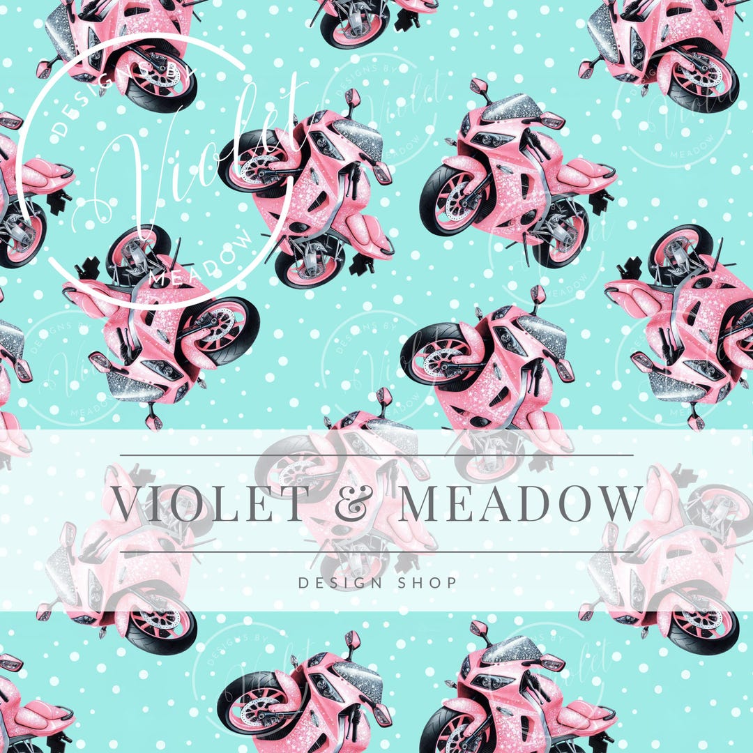 Pastel Motorcycle Pattern | Wildflowers Flowers | Seamless Repeat ...