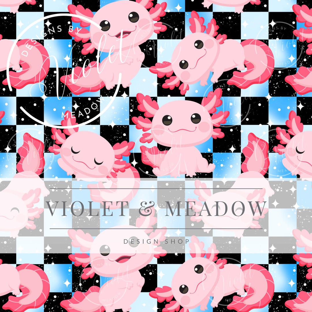 Seamless Axolotl Pattern Spring Flowers | Cute Seamless Repeat Pattern ...