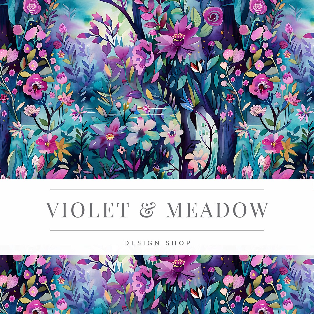 Preppy Elegant Landscape Washed Watercolor Flowers Seamless Pattern ...
