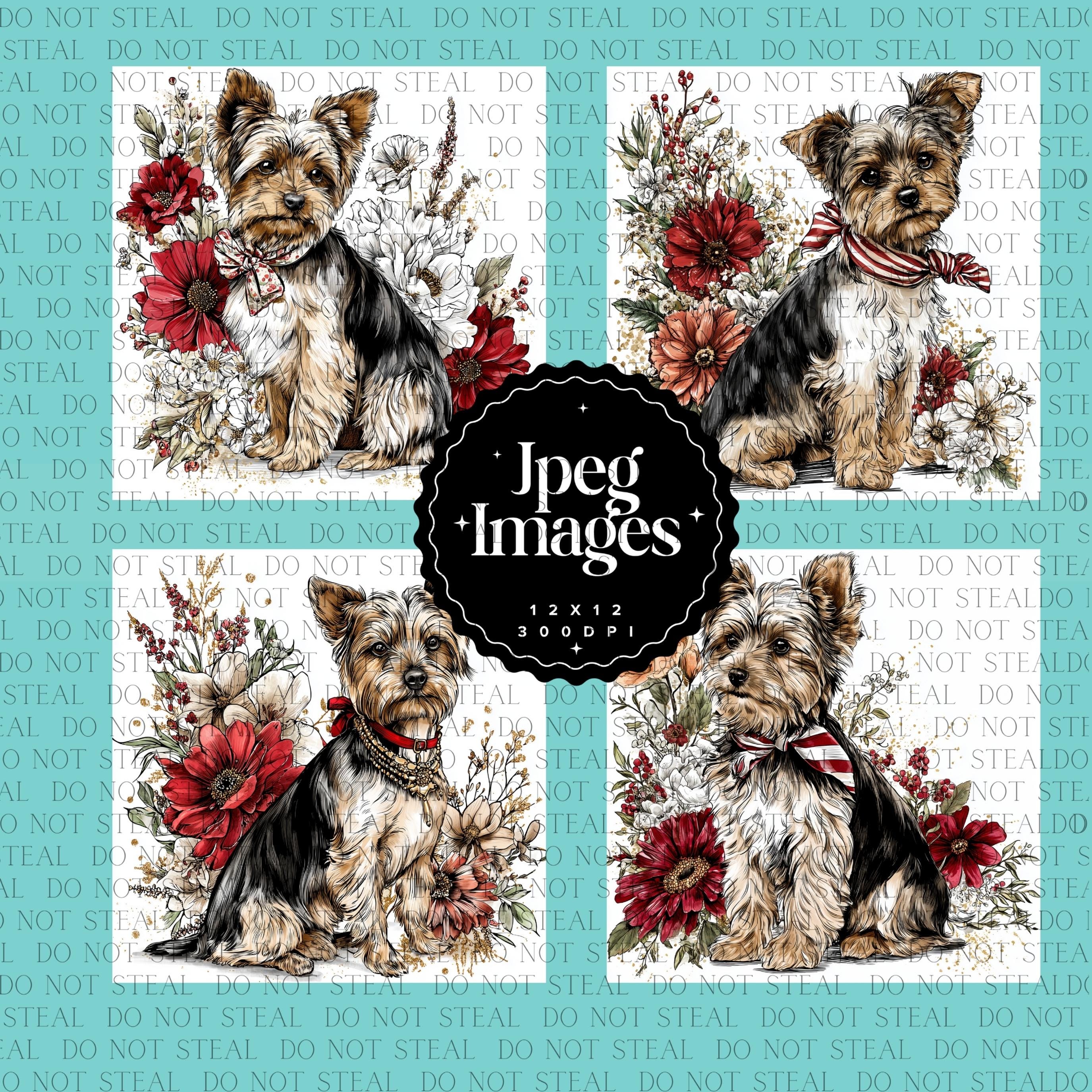10 JPEG Yorkie Watercolor Clipart: Adorable Yorkshire Terrier Art ...
