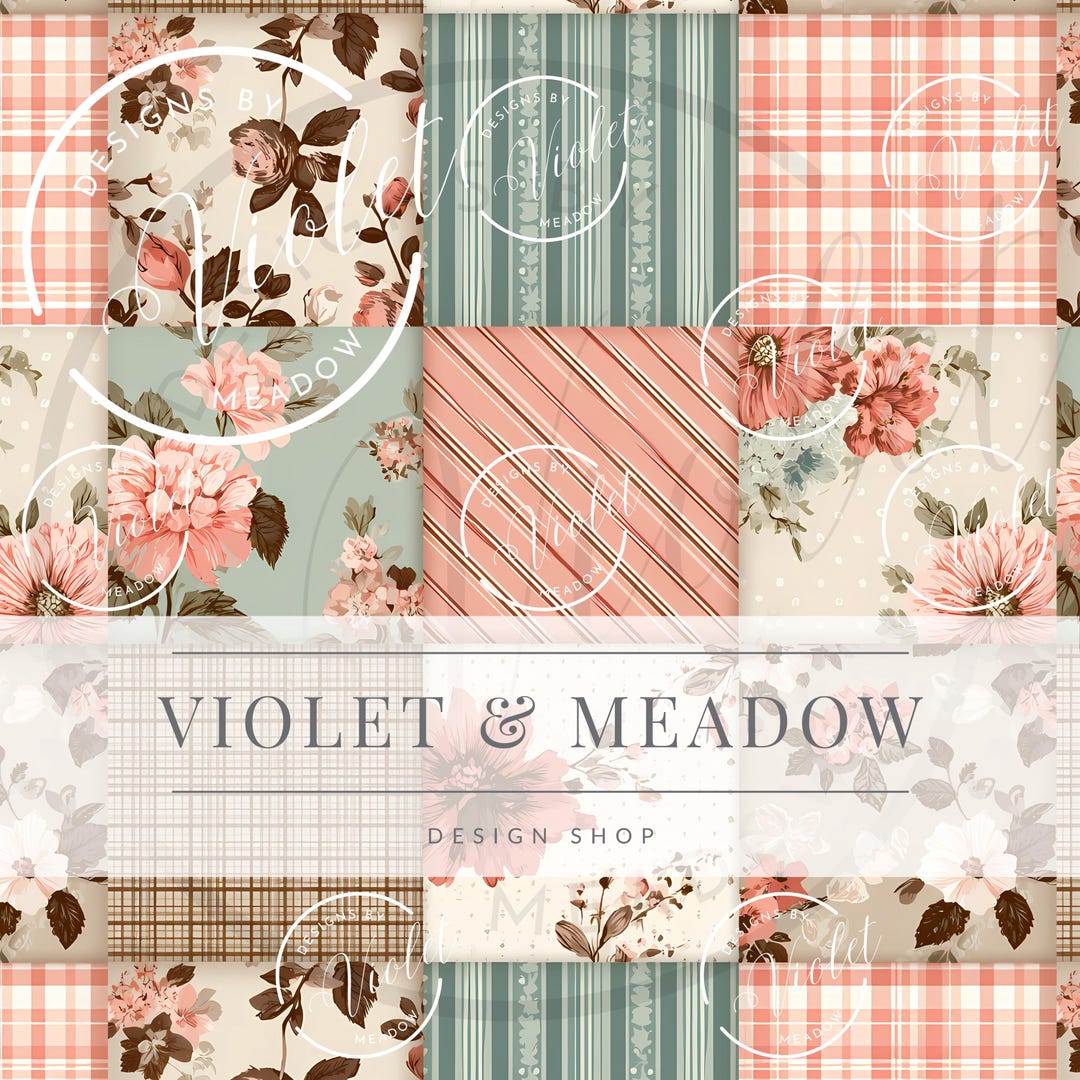 Shabby Chic Floral Patchwork Pattern: Cottagecore Quilt Design (digital ...