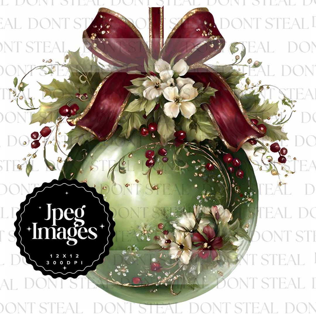 Green Christmas Clipart Bundle: Watercolor Christmas Graphics - Floral ...