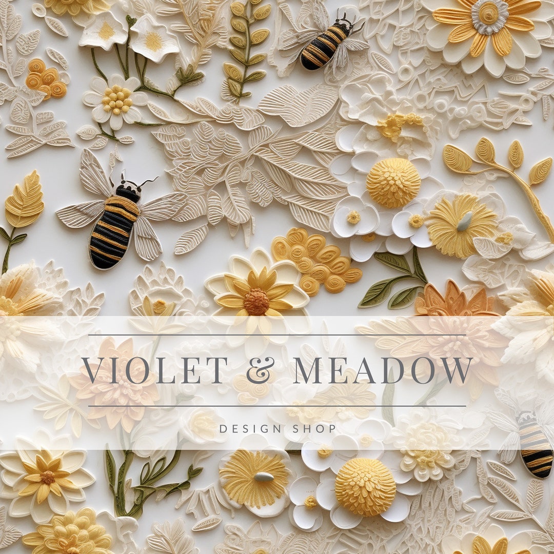 Honey Bee 3D Seamless Embroidered Spring Bumble Bee Seamless Pattern - Etsy