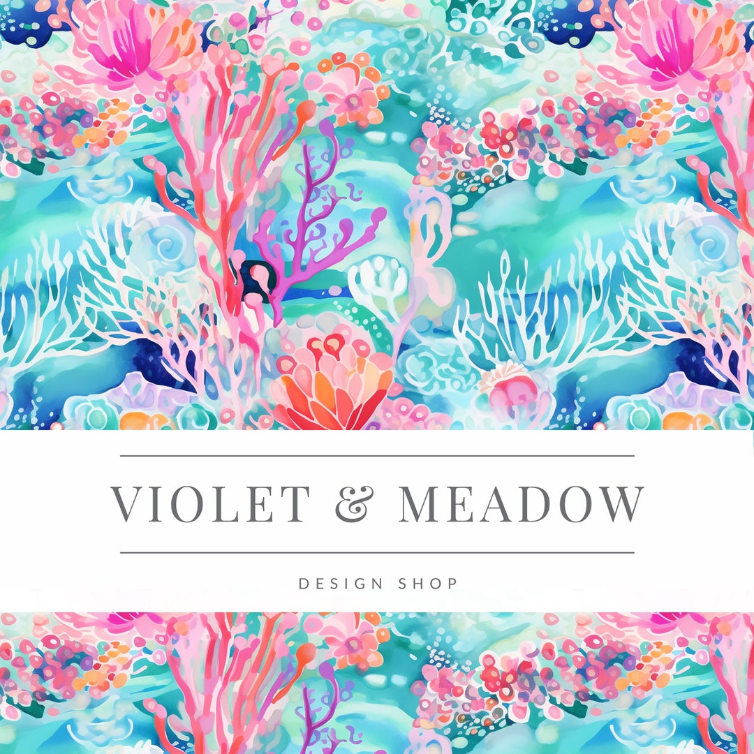 Preppy Coral Reef Seamless Pattern, Preppy Flowers, Bright Florals ...