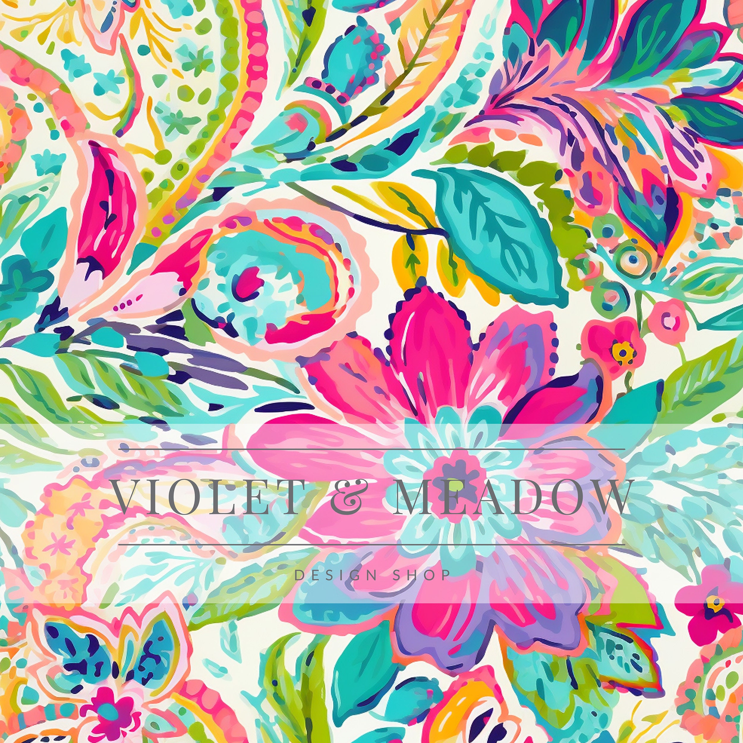 Preppy Seamless Pattern, Preppy Flowers, Bright Florals, Seamless ...