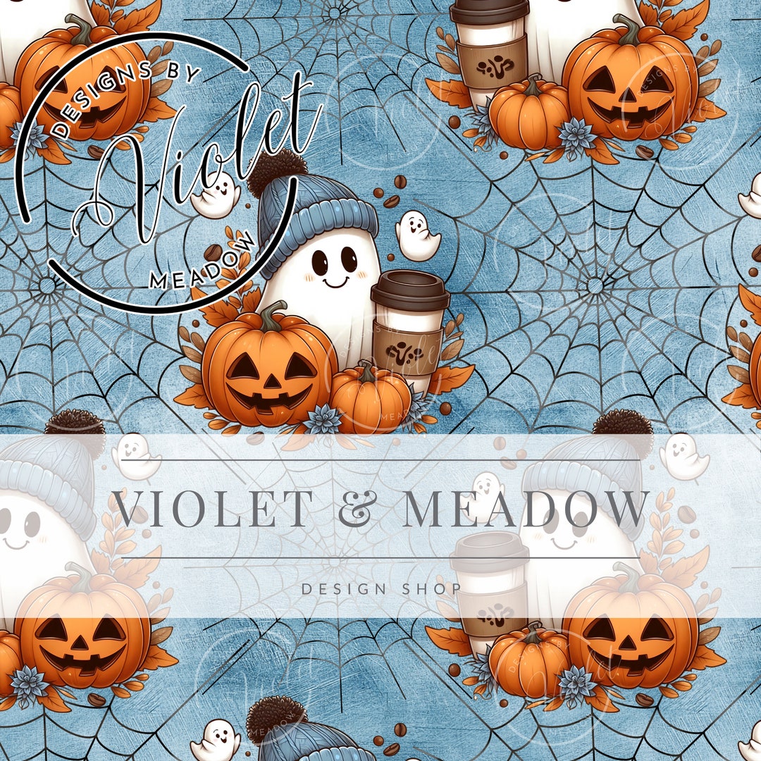 Cute Ghost, Pumpkins, Spiderwebs, Boyish, Coffee Seamless | Printable ...