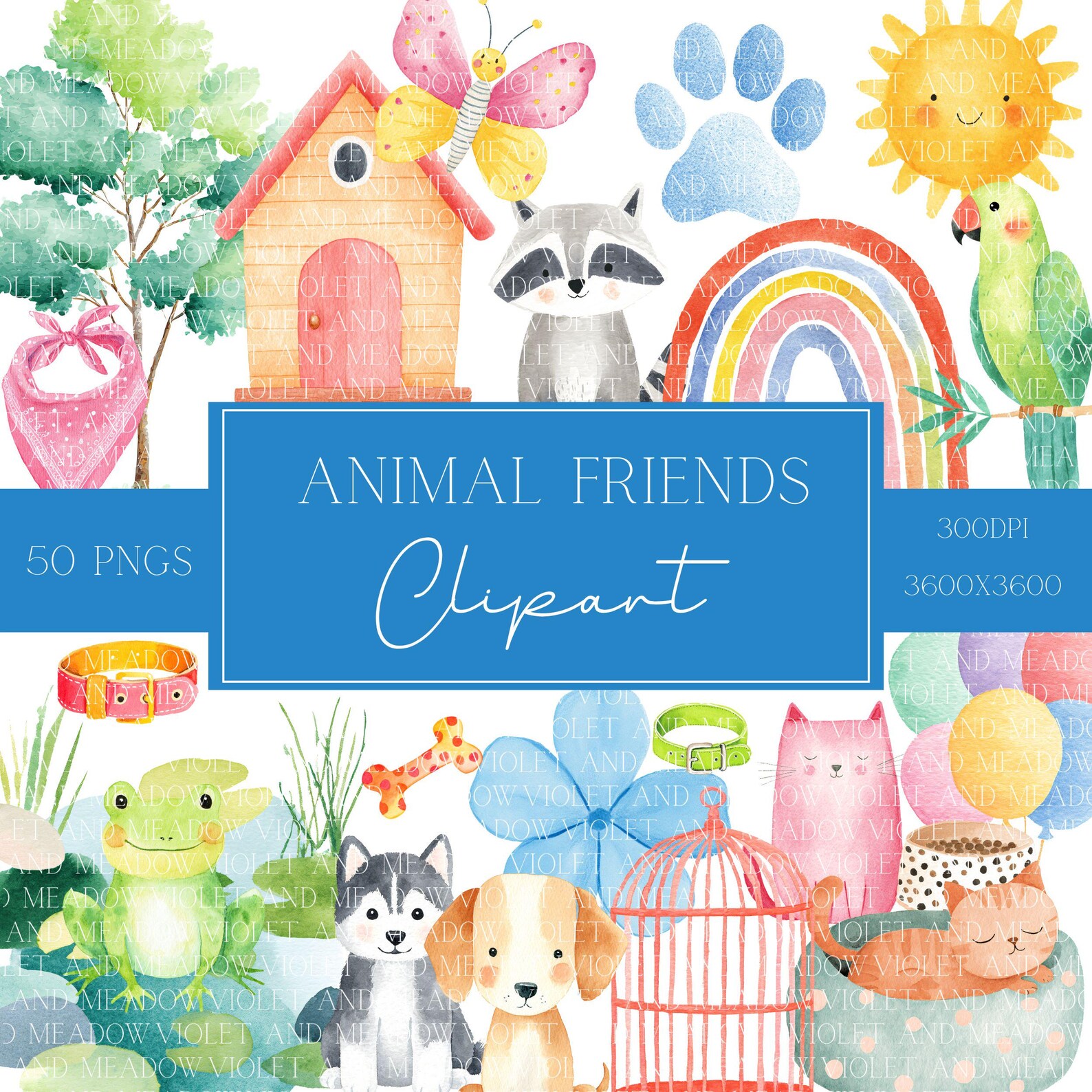 Pet Clipart Set | Birthday Clipart Bundle | Animal Nursery Clipart ...