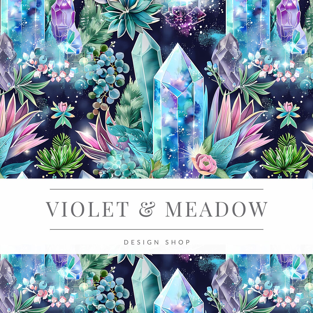 Seamless Crystals and Succulents Pattern Rainbow Flowers | Cute ...